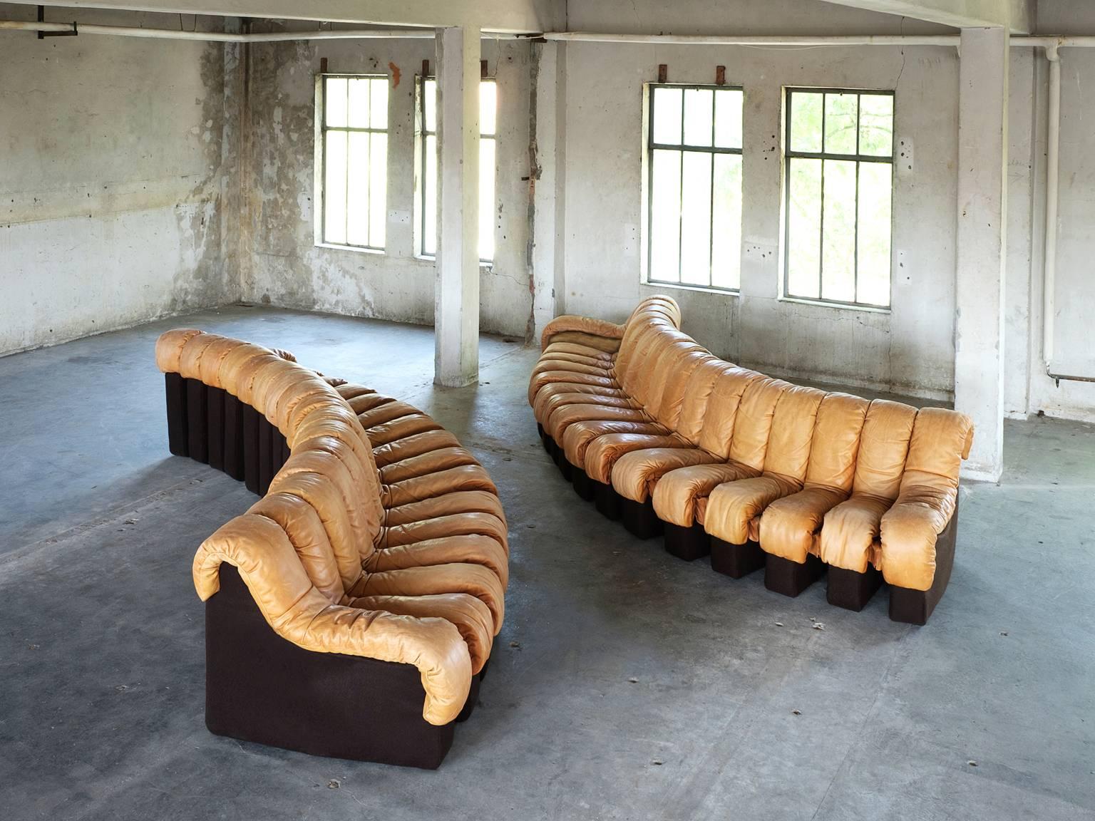 Exceptional Two De Sede DS-600 Non-Stop Sectional Sofa's in Cognac ...