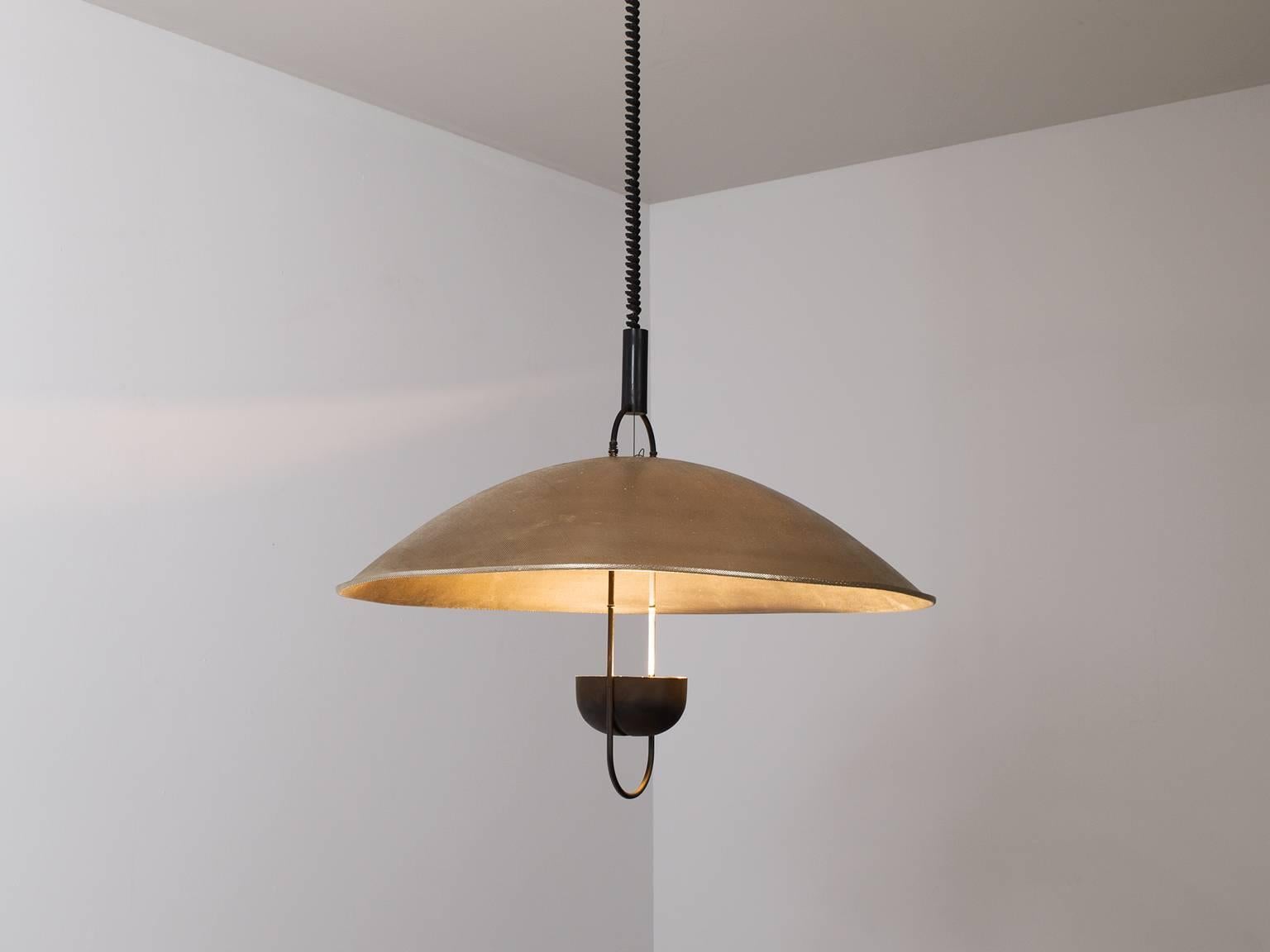 Large Metal Pendant with Mesh Shade For Sale at 1stDibs