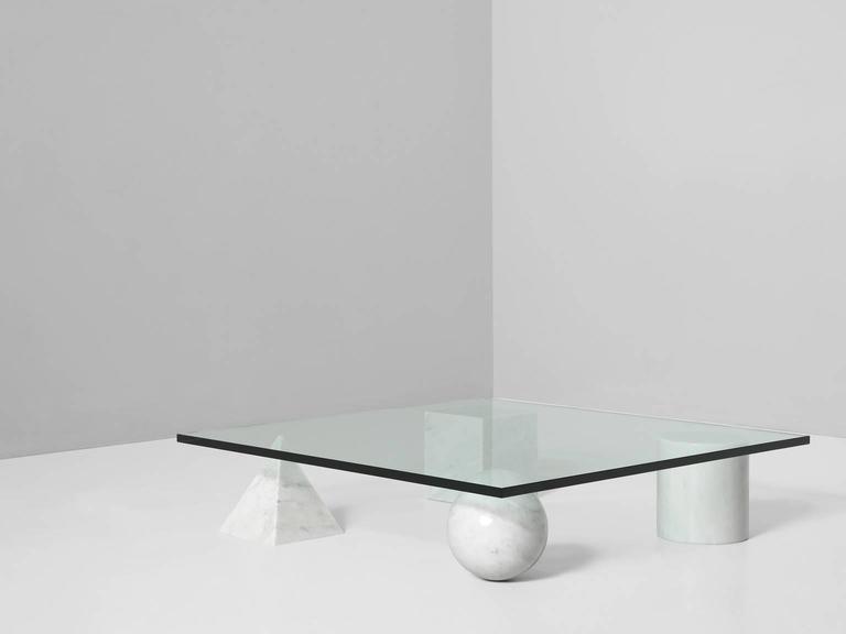 Massimo and Lella Vignelli 'Metaphora' Coffee Table in Marble and Glass ...
