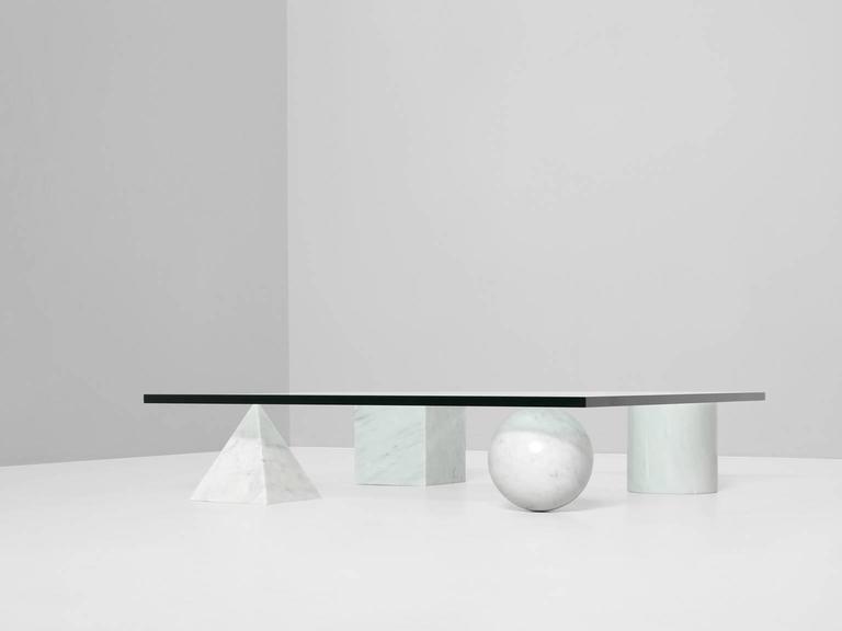 Massimo and Lella Vignelli 'Metaphora' Coffee Table in Marble and Glass ...