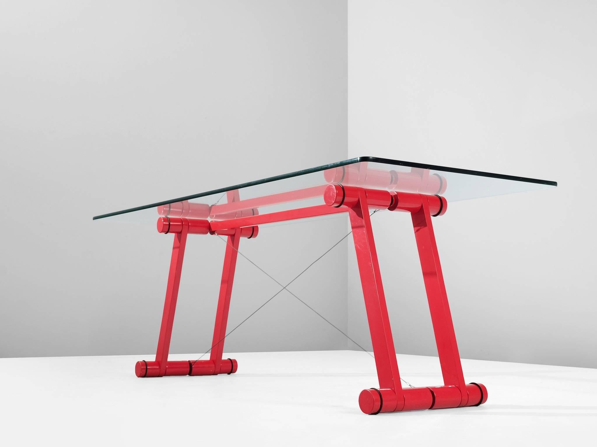 Superstudio Red Dining Table with Glass Top at 1stDibs