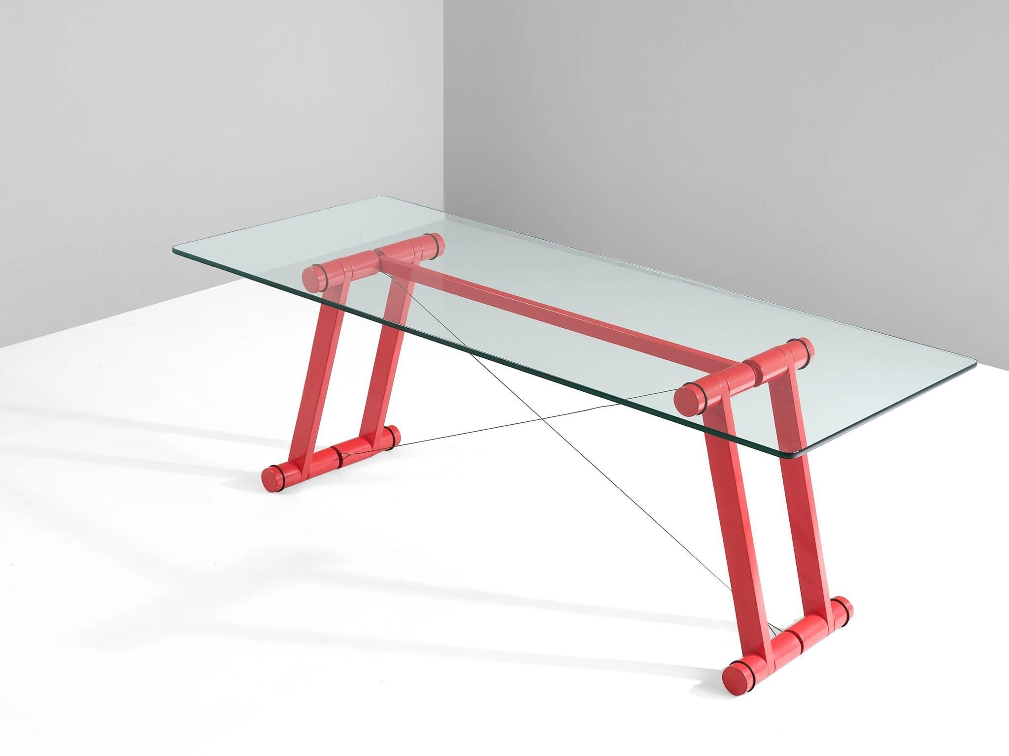 Superstudio Red Dining Table with Glass Top at 1stDibs