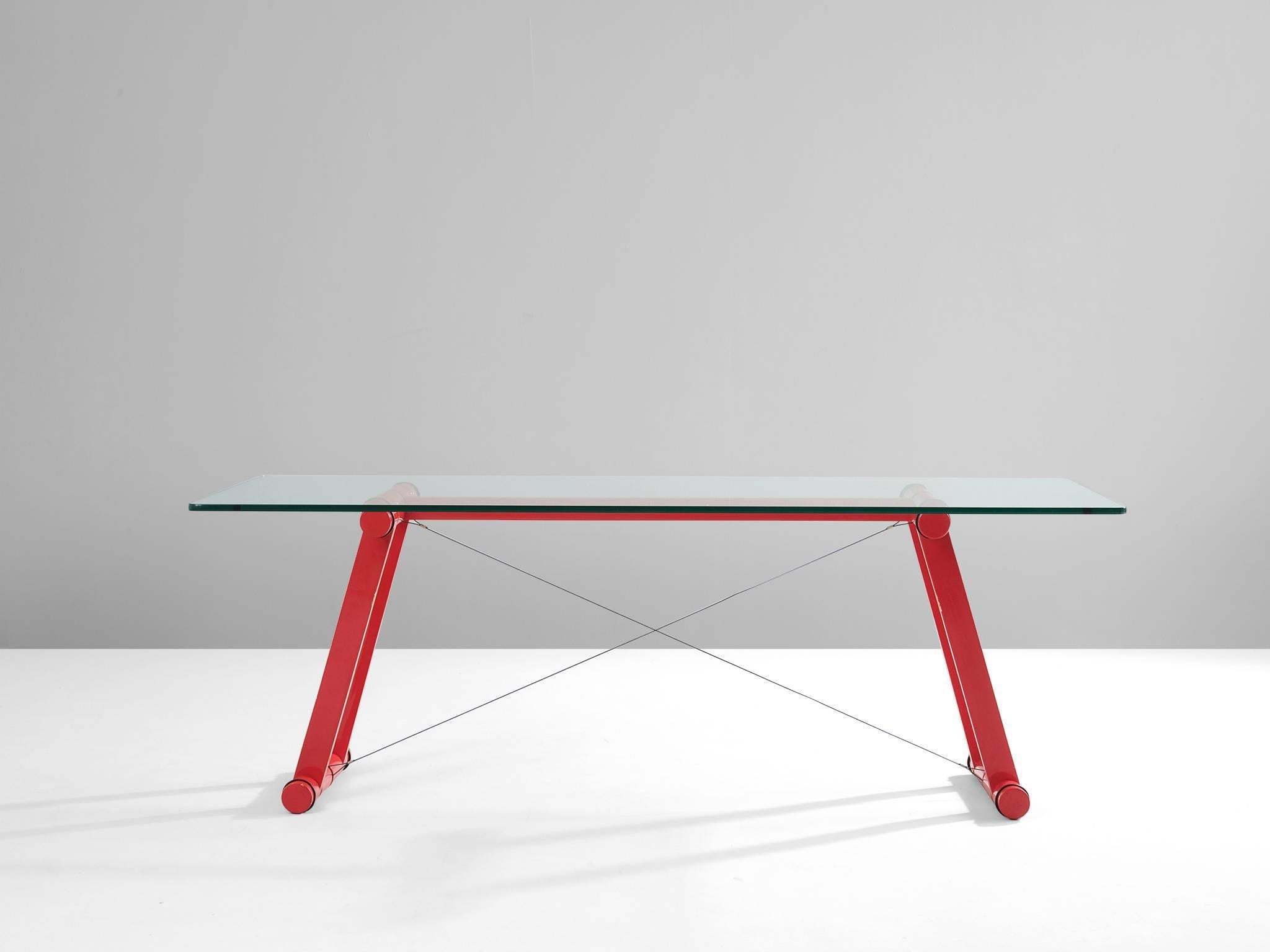 Superstudio Red Dining Table with Glass Top at 1stDibs