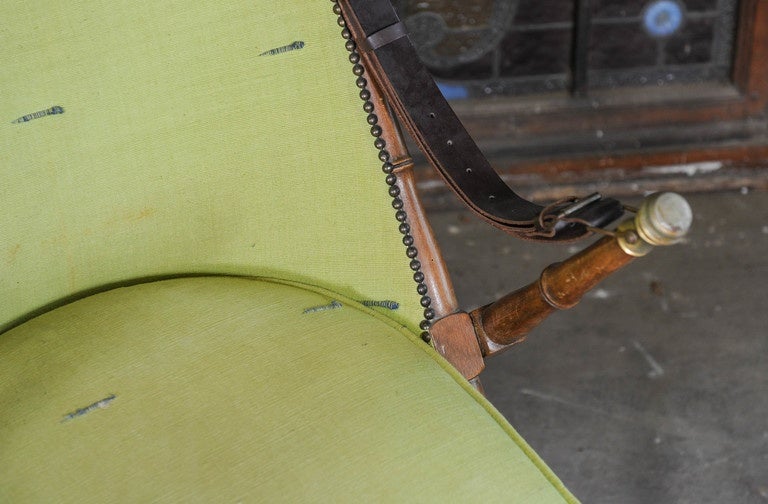 Pair of Maison Jansen Walnut Campaign Chairs, 1960s at 1stDibs