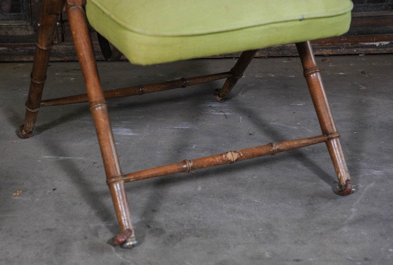 Pair of Maison Jansen Walnut Campaign Chairs, 1960s at 1stDibs