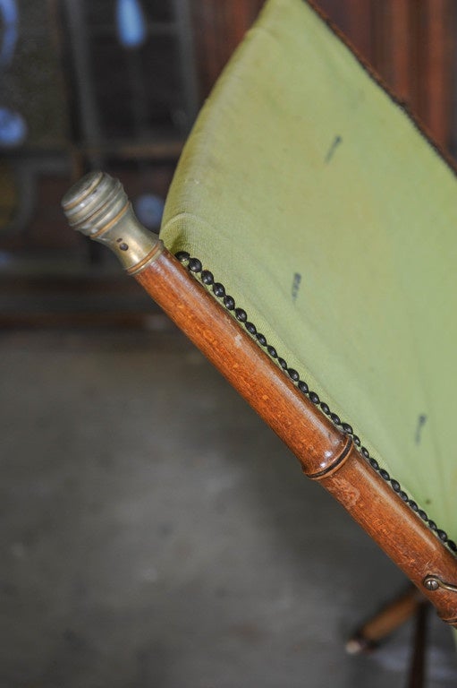 Pair of Maison Jansen Walnut Campaign Chairs, 1960s at 1stDibs