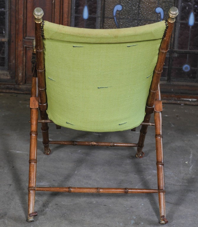 Pair of Maison Jansen Walnut Campaign Chairs, 1960s at 1stDibs