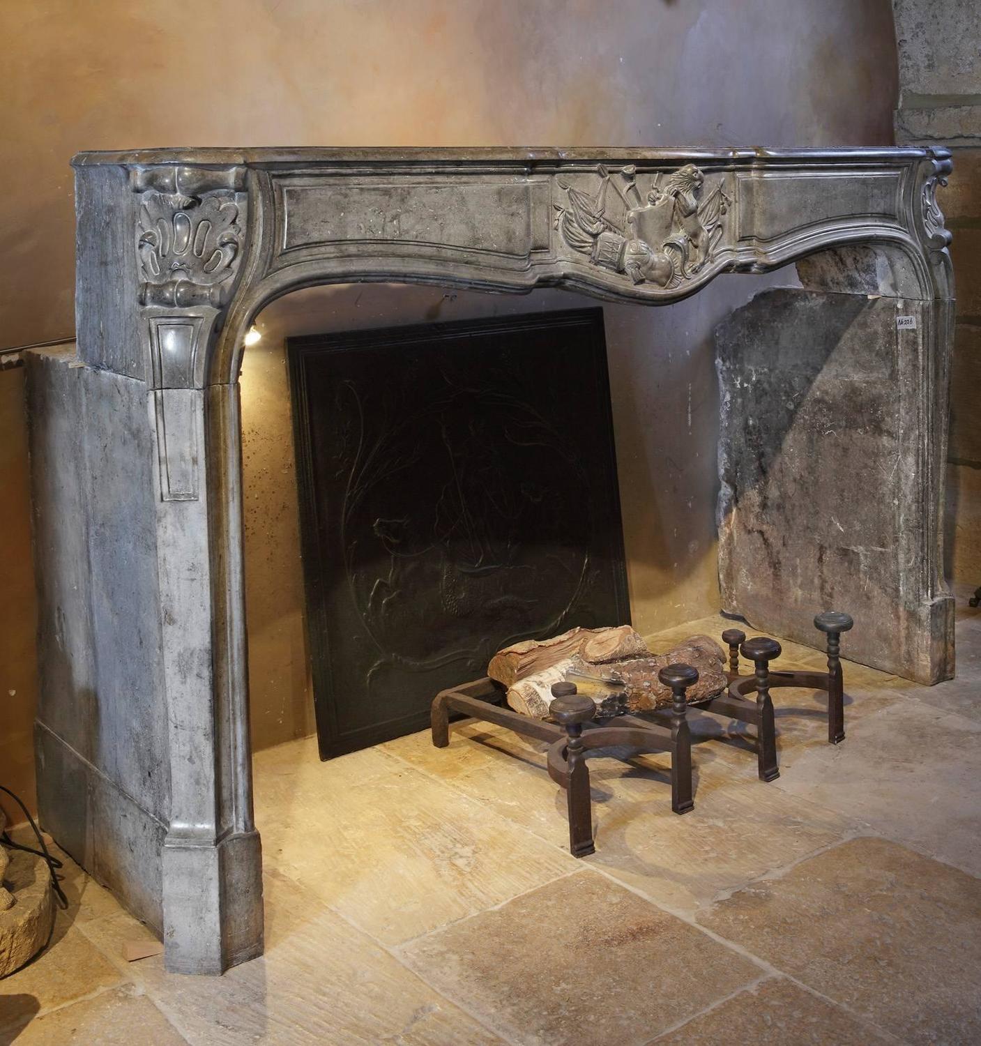 Large and Rare 18th Century French Baroque Limestone Fireplace or ...