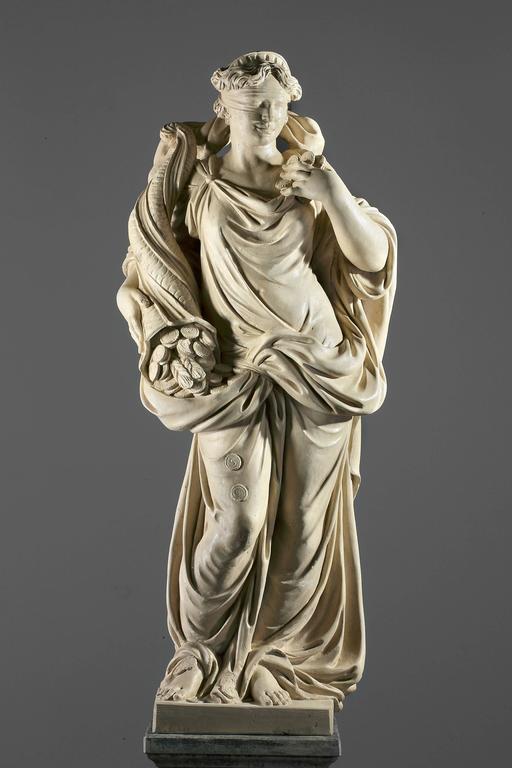 Sculpted Stone Garden Model of Fortuna at 1stDibs