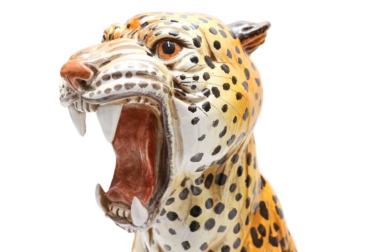 Pair of Ceramic Leopard Sculptures at 1stDibs