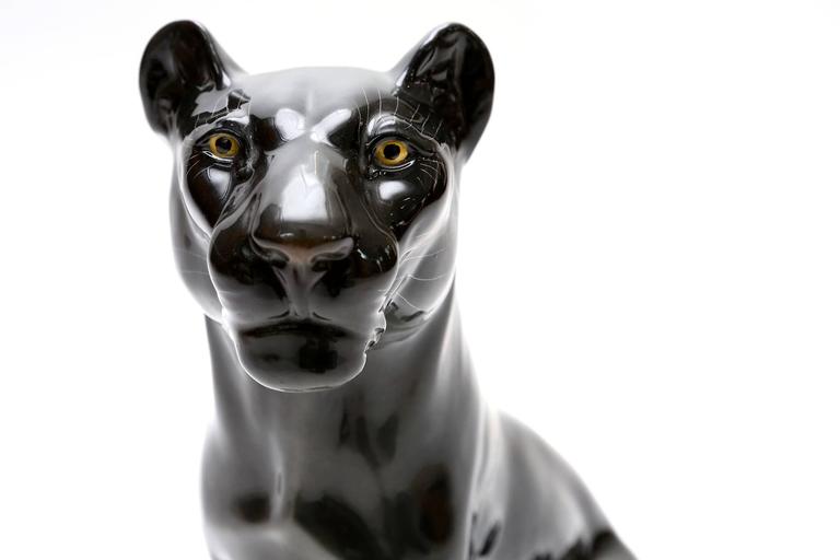 Black Ceramic Panther at 1stDibs | large ceramic black panther statue ...