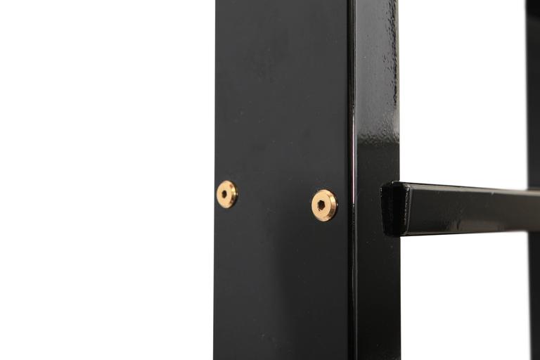 Black Lacquered Book Case Ladder on Brass Rail at 1stDibs