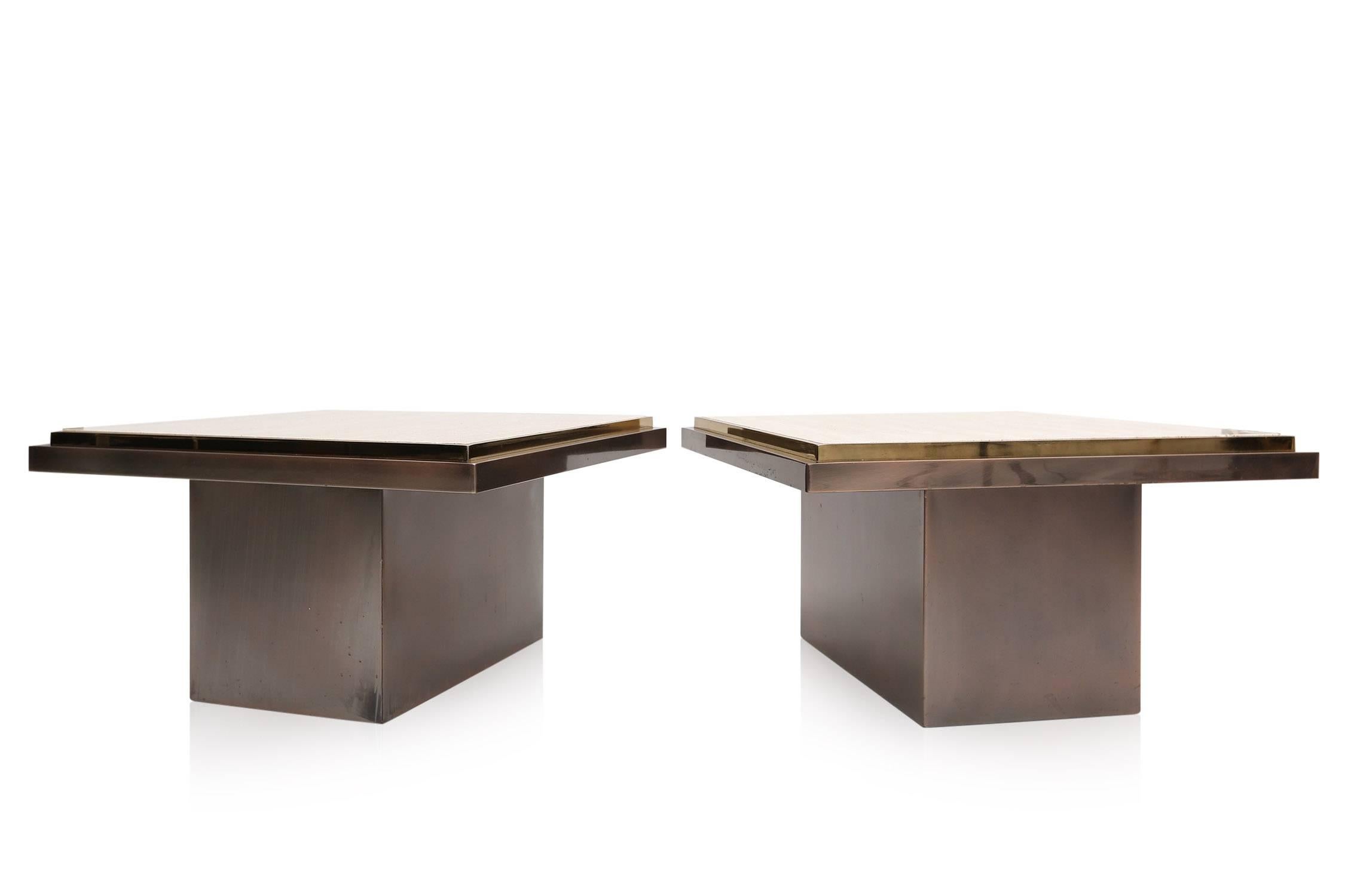 Pair of Rose Metal Side Tables at 1stDibs