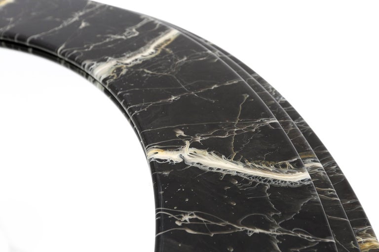 Large Faux Marble Round Mirror at 1stDibs