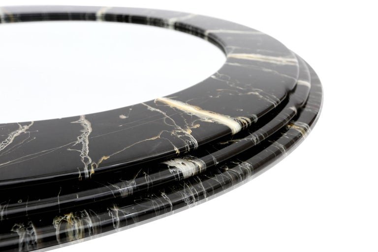 Large Faux Marble Round Mirror at 1stDibs