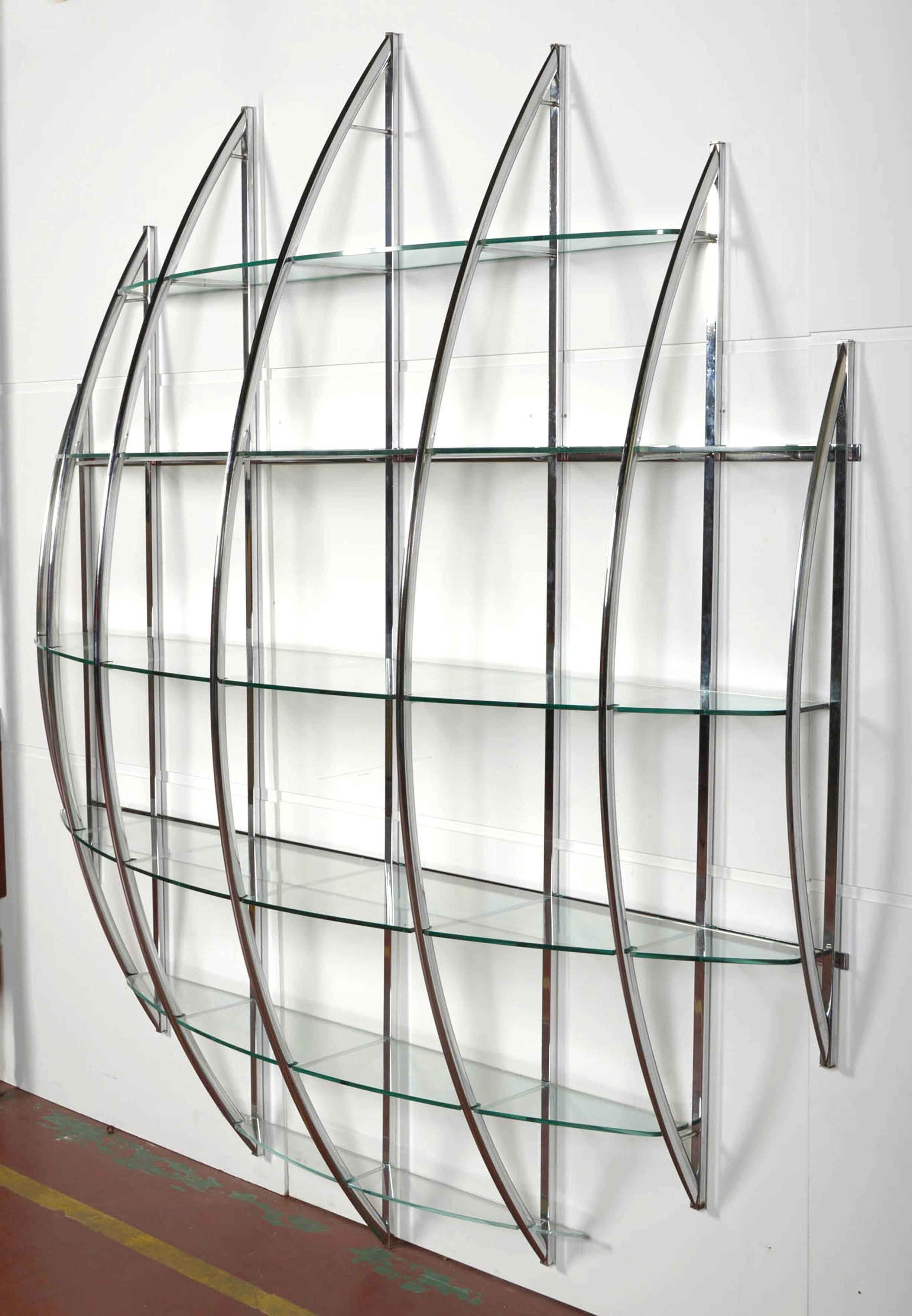 Impressive Pair of Massironi Chromed Metal Bookshelves at 1stDibs