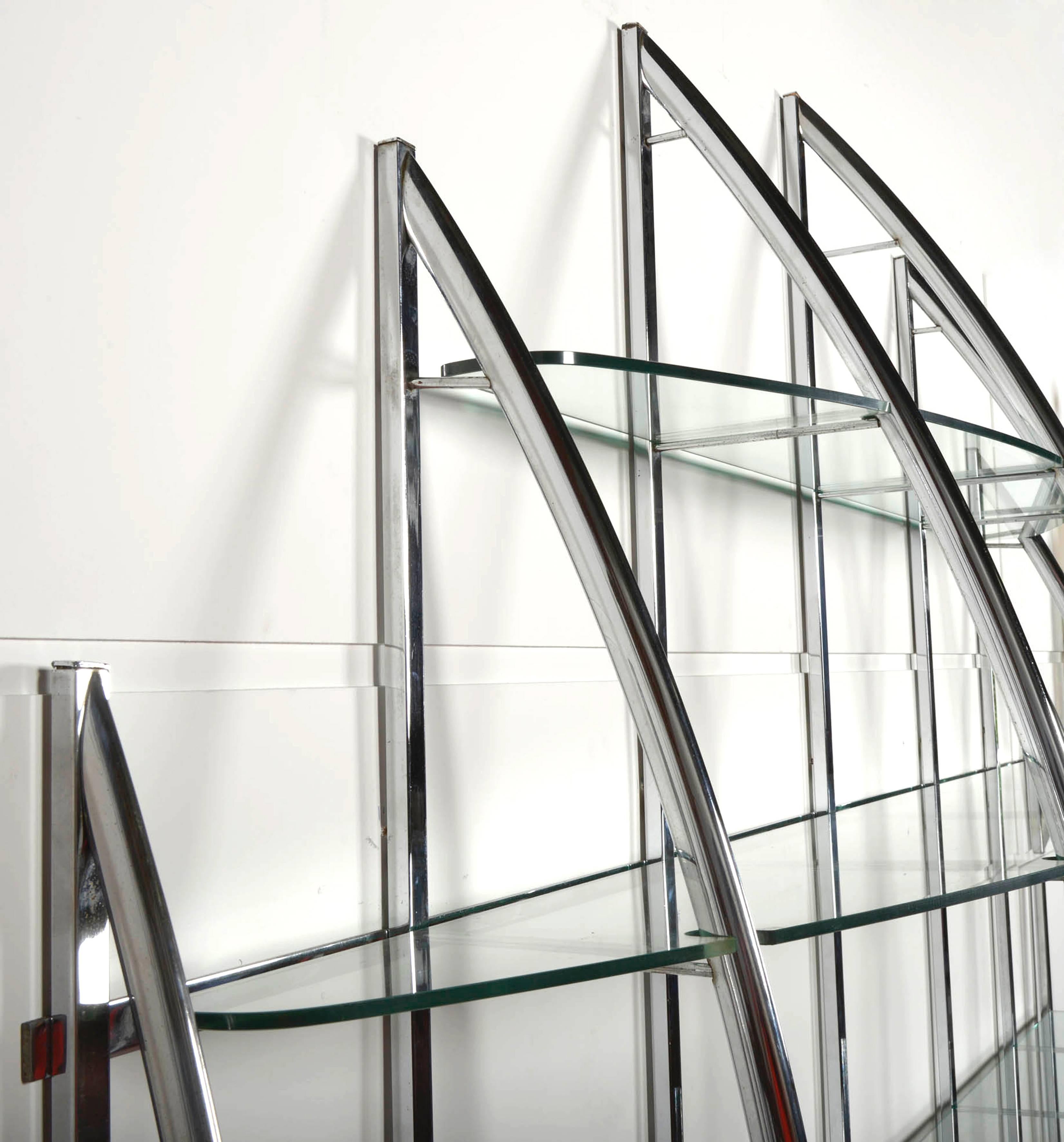 Impressive Pair of Massironi Chromed Metal Bookshelves at 1stDibs