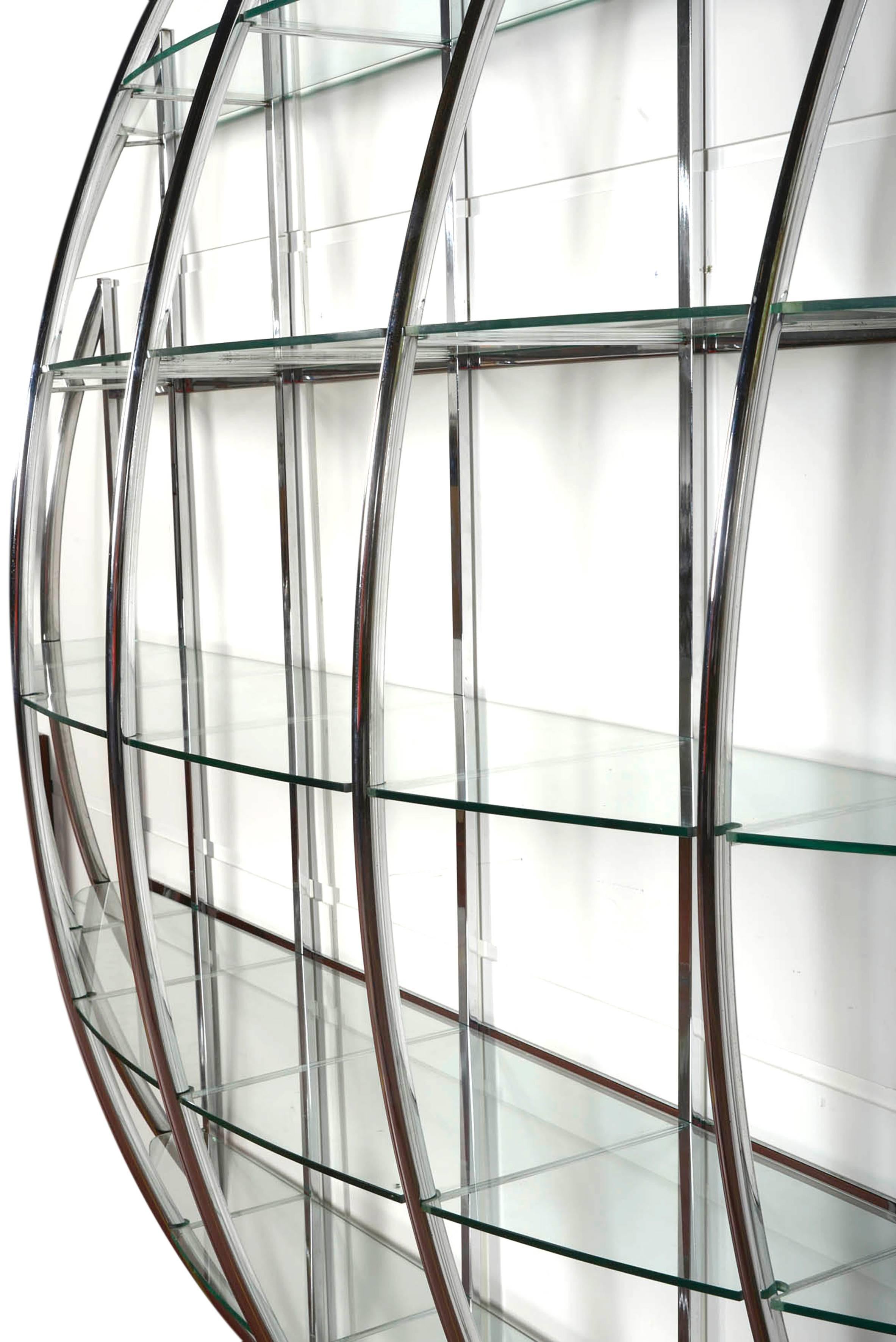 Impressive Pair of Massironi Chromed Metal Bookshelves at 1stDibs