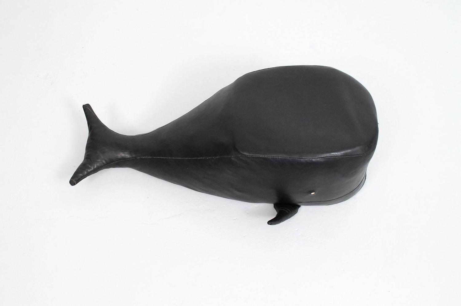 Black Leather Whale Ottoman at 1stdibs