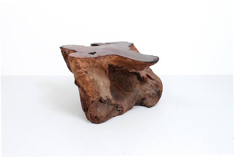 Burl Wood and Copper Stump Table at 1stDibs