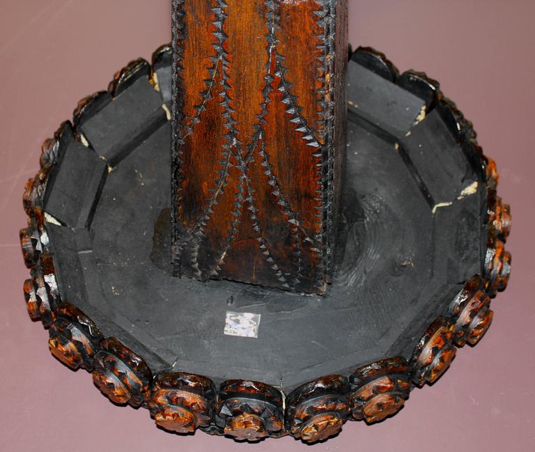 Carved Tramp Art Table by Hermitage Des Artistes, NY at 1stDibs