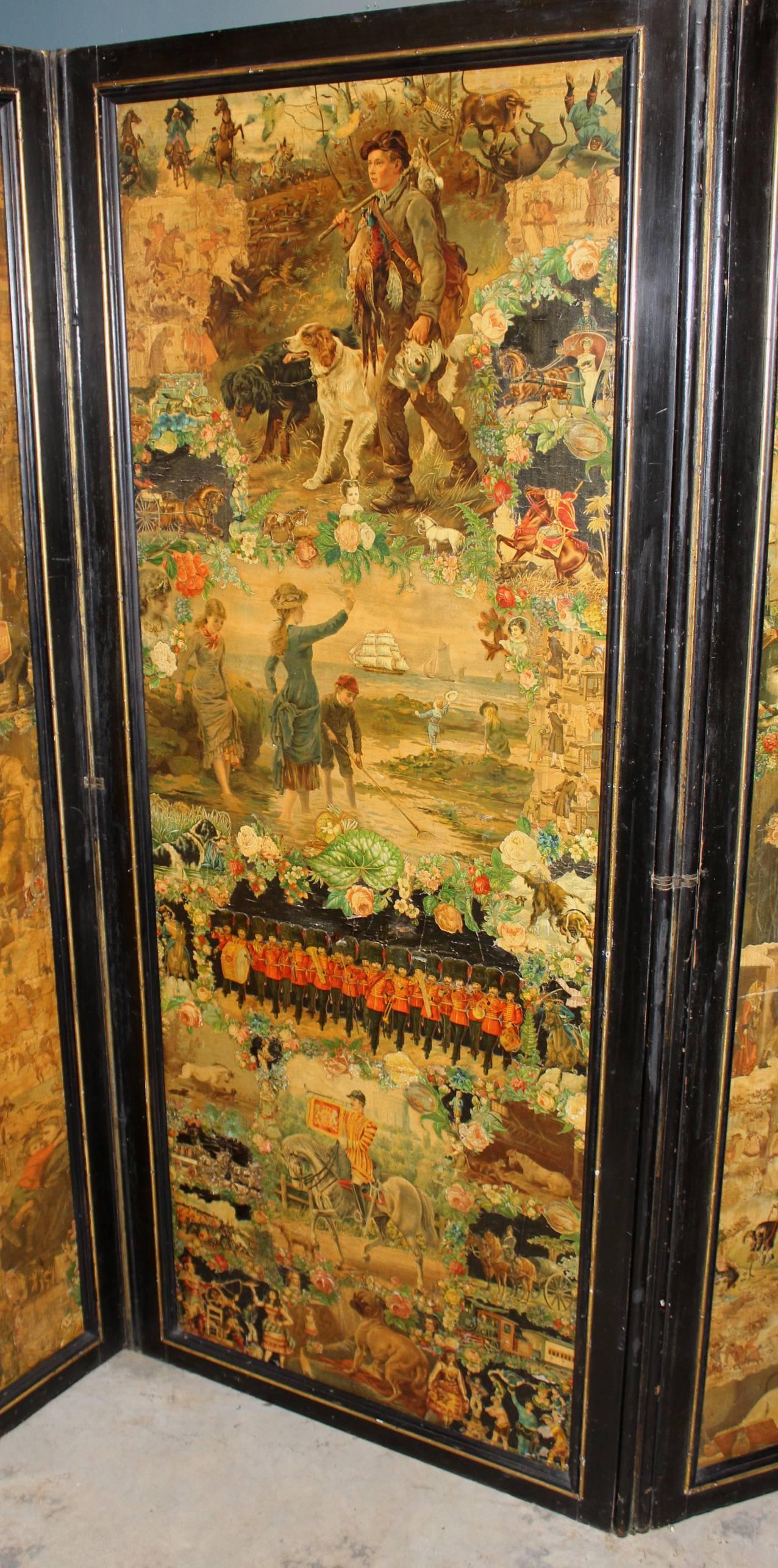 19th Century Victorian Three Part Decoupage Dressing Screen For Sale at ...
