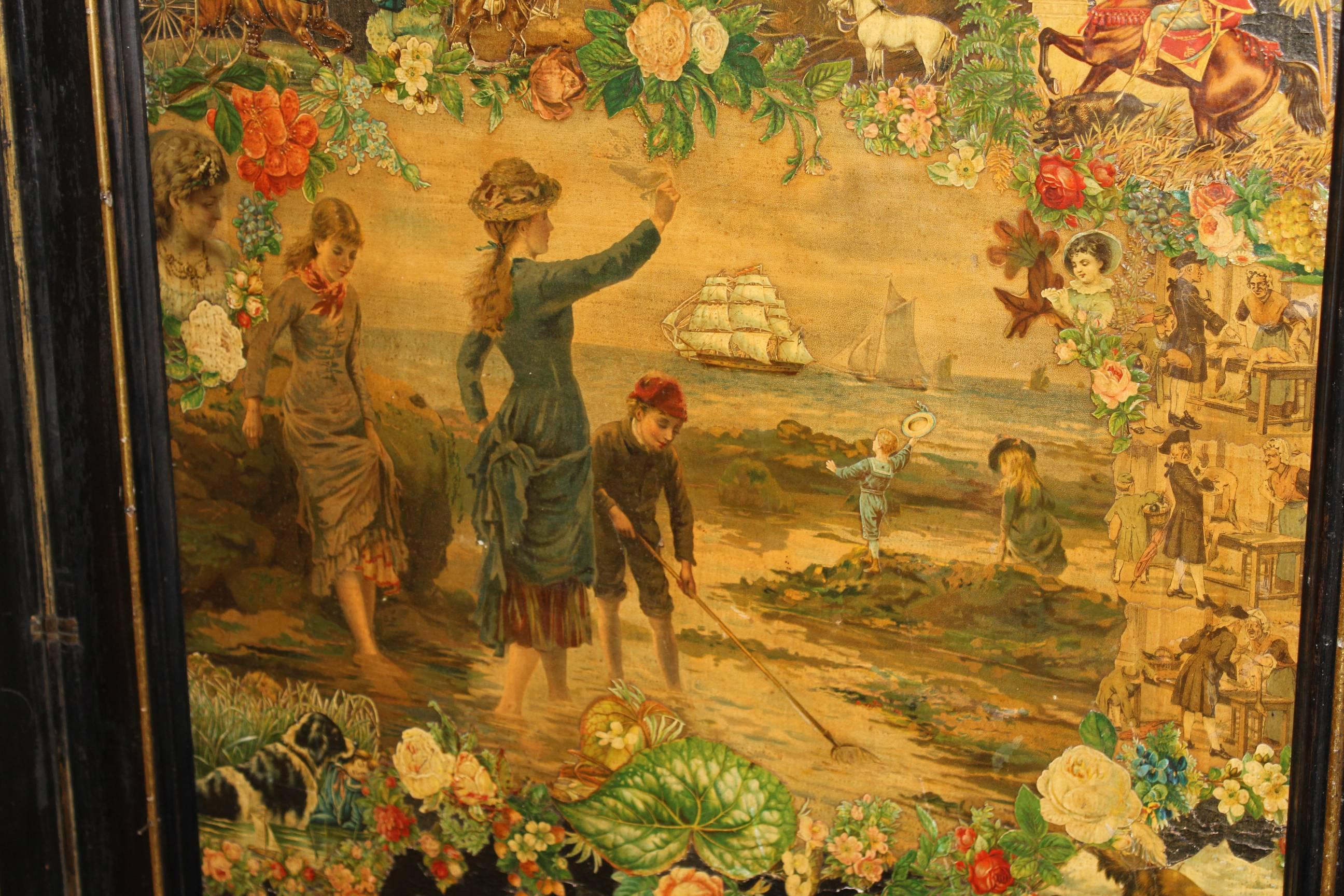 19th Century Victorian Three Part Decoupage Dressing Screen For Sale at ...