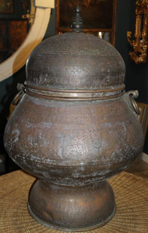 Large Middle Eastern or Persian Covered Copper Urn or Centerpiece at ...