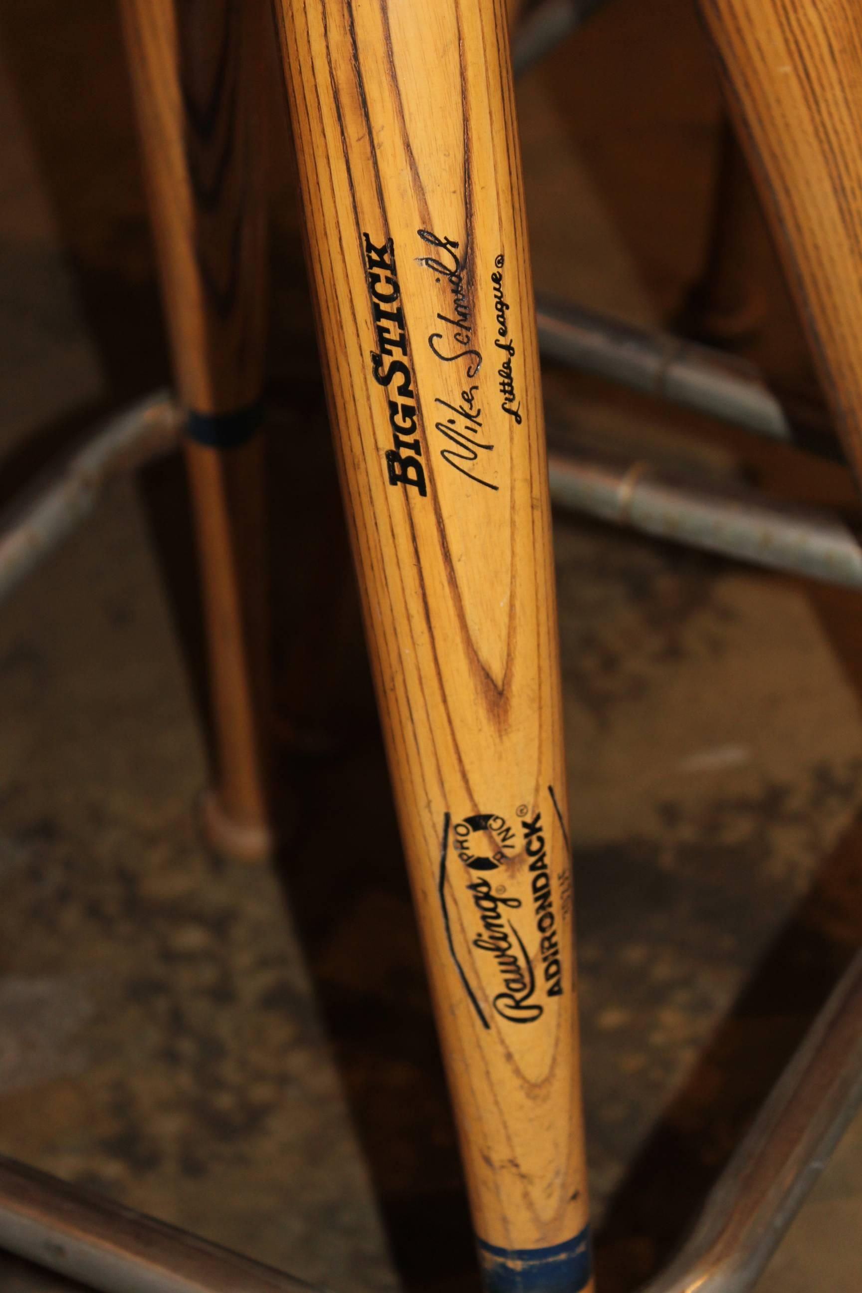 Pair of Custom Baseball Bat Bar Stools with Base Seat Cushions at ...