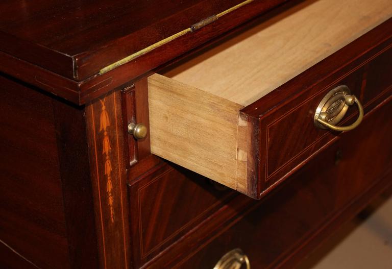 Massachusetts Federal Three Part Mahogany Secretary with Églomisé For ...