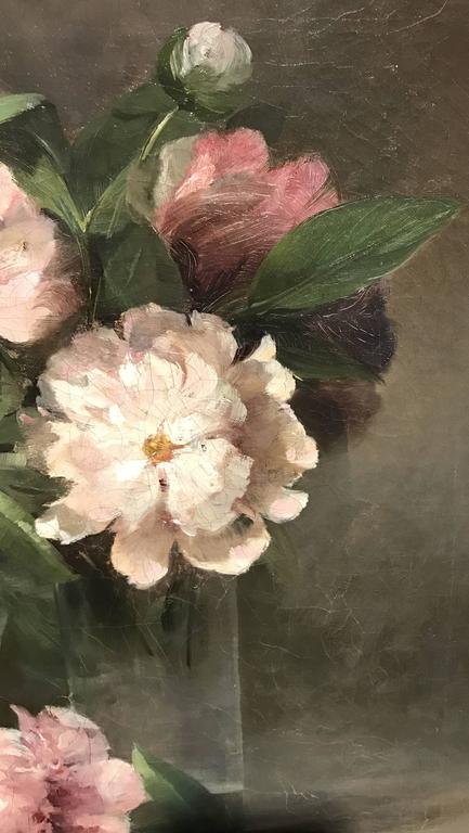 Abbott Handerson Thayer Oil Painting Still Life of Peonies in Glass ...