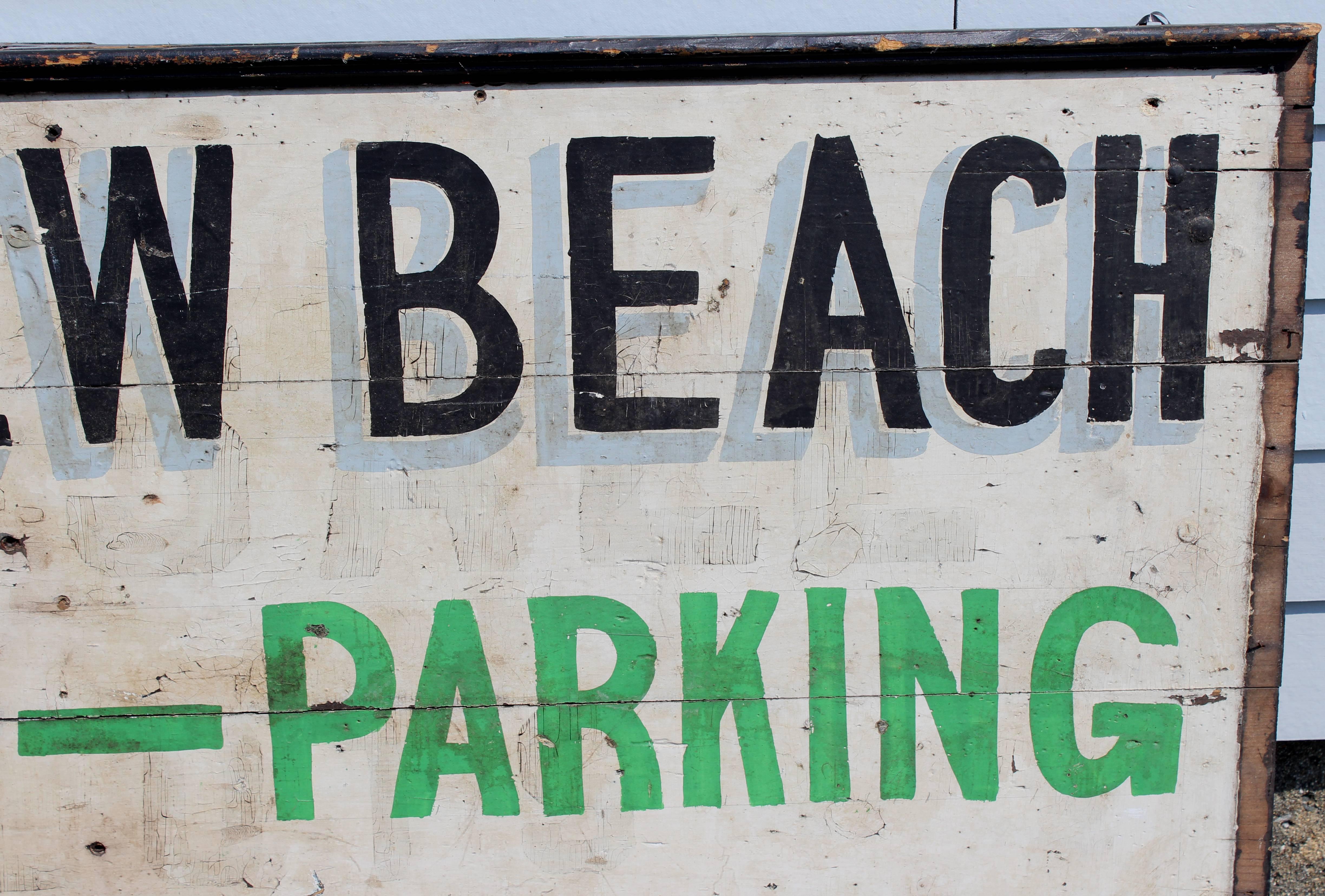 Early-Mid 20th Century Lake View Beach Wooden Advertising Sign at 1stDibs