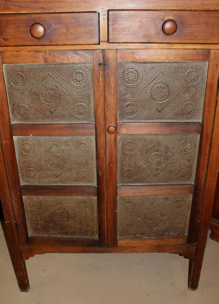 19th Century Pine Country Pie Safe with Punched Tin Panels at 1stDibs