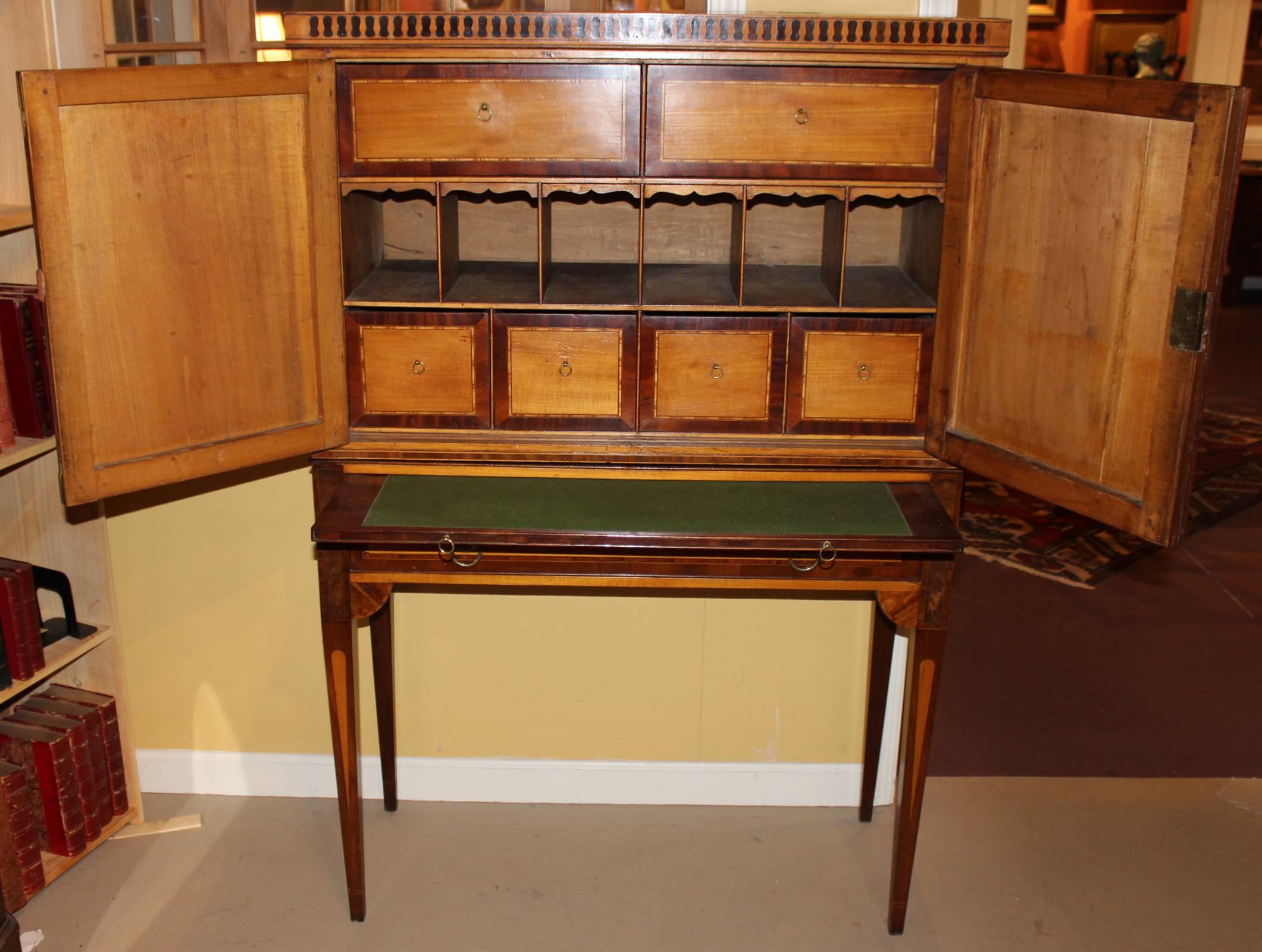 Rare Two Part English Neoclassical Library Cabinet with Brushing Slide ...