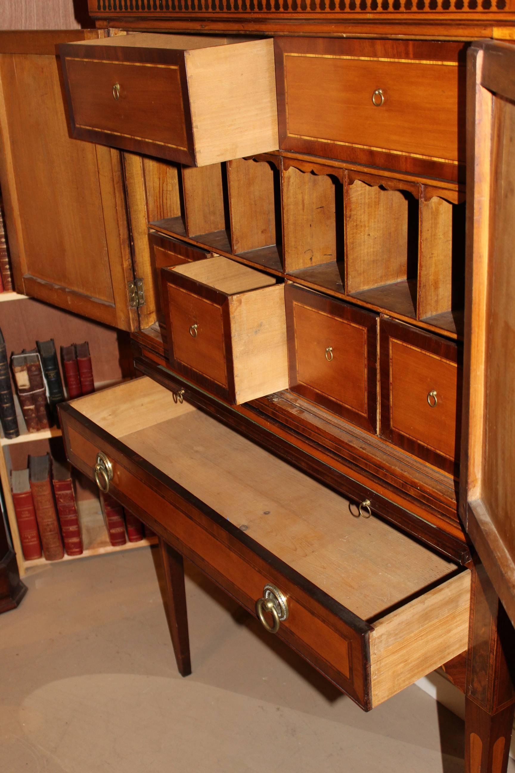 Rare Two Part English Neoclassical Library Cabinet with Brushing Slide ...