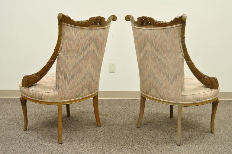 Pair 1940s Hollywood Regency Carved Parlor Chairs Attributed to ...