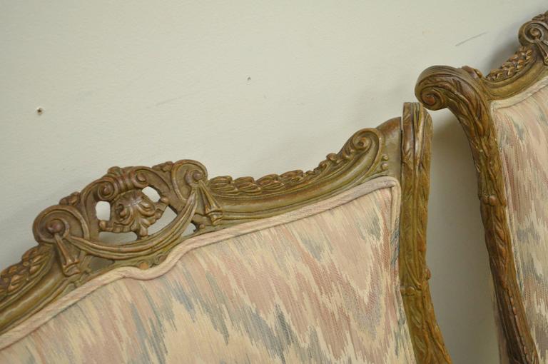 Pair 1940s Hollywood Regency Carved Parlor Chairs Attributed to ...