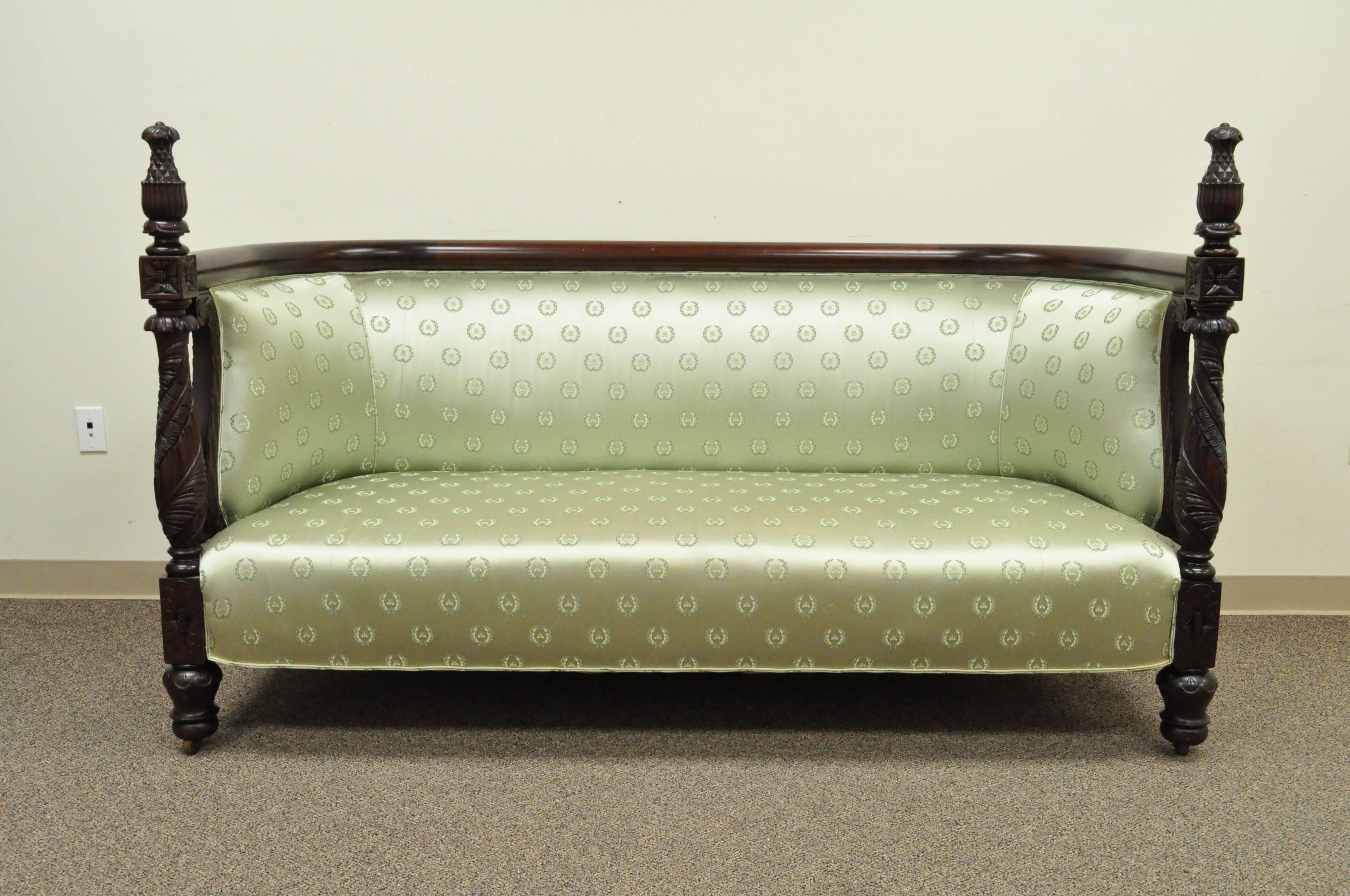 Antique 19th C American Empire Curved Back Sofa Carved Mahogany ...