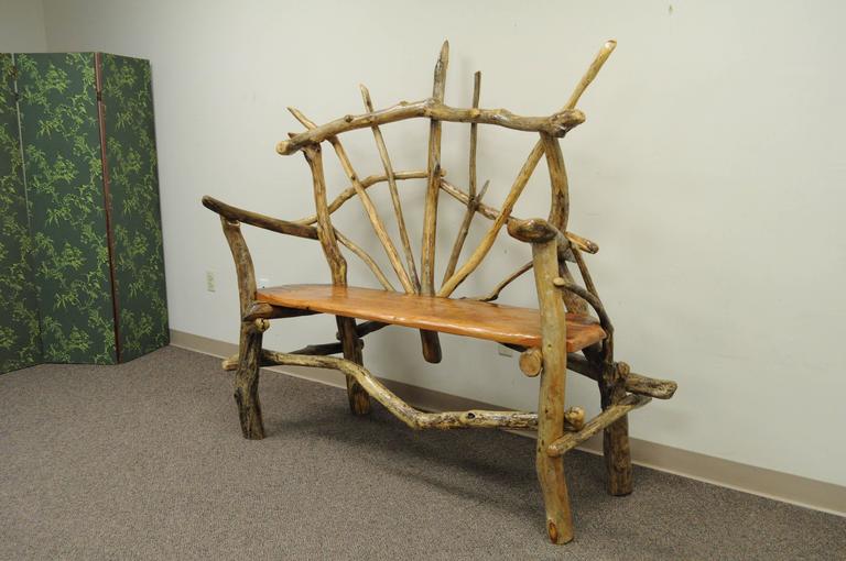 Rustic Handmade Artisan Crafted Solid Tree Log Garden Bench by Robert ...