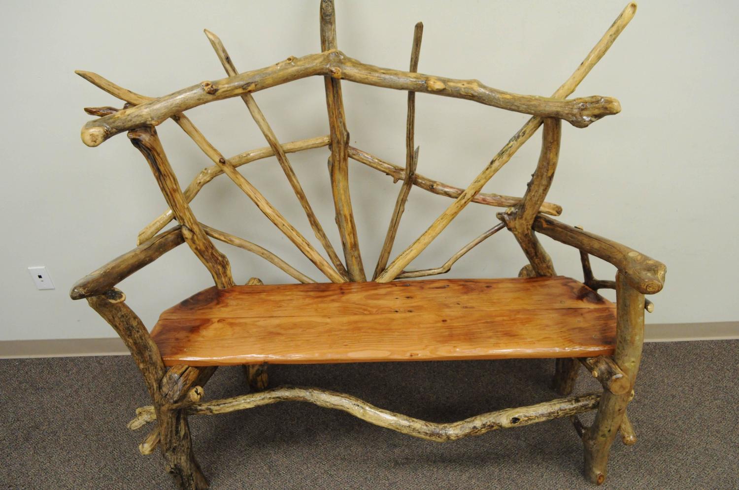 Rustic Handmade Artisan Crafted Solid Tree Log Garden Bench by Robert ...