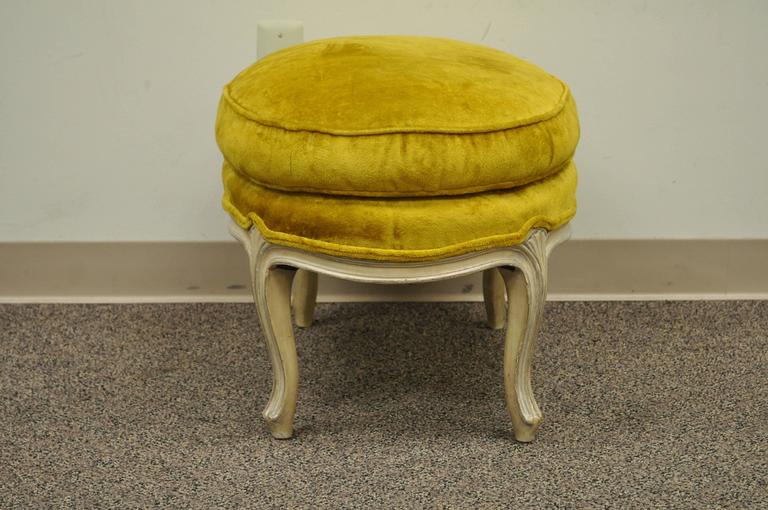 Vintage French Louis XV Style Cream Painted Overstuffed Ottoman Oval ...