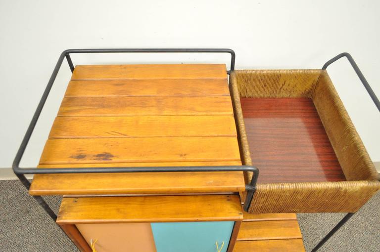 Vintage Arthur Umanoff Mid-Century Modern Tiki Bar Cart in Wrought Iron ...