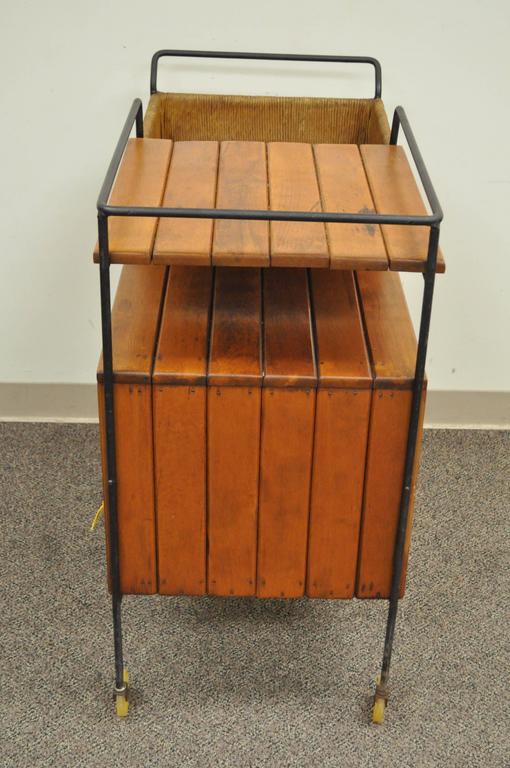 Vintage Arthur Umanoff Mid-Century Modern Tiki Bar Cart in Wrought Iron ...