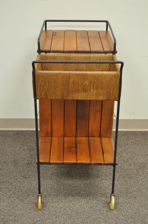 Vintage Arthur Umanoff Mid-Century Modern Tiki Bar Cart in Wrought Iron ...