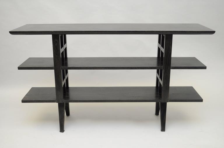 1950s Cerused Oak Black Console Sofa Table by Martin California after ...