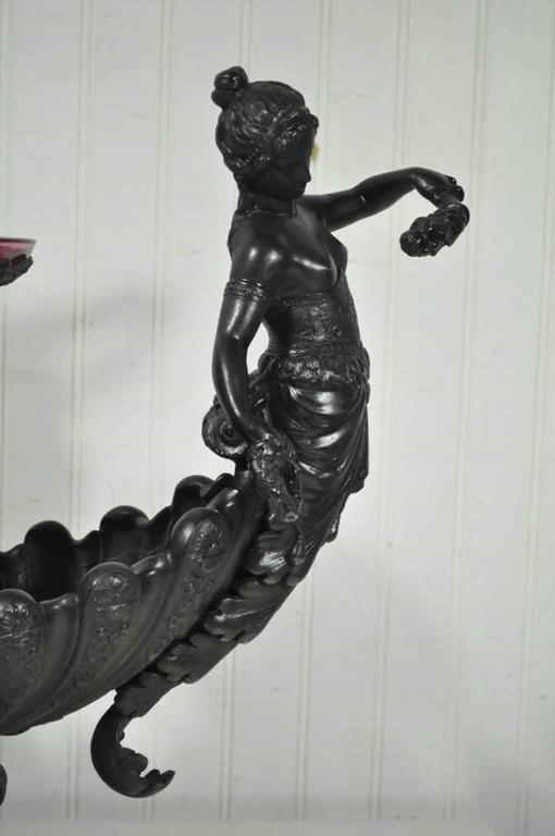 Antique Victorian Spelter and Marble Figural Mermaid Centerpiece Bowl ...