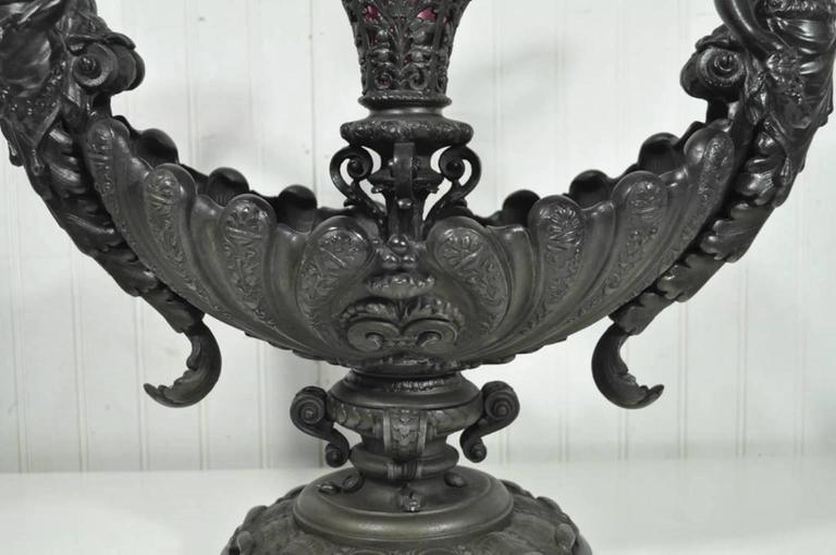 Antique Victorian Spelter and Marble Figural Mermaid Centerpiece Bowl ...