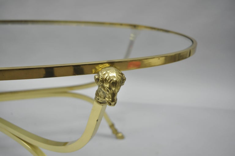 Vintage Italian Brass and Glass Ram Head Hairy Hoof Foot Oval Coffee ...