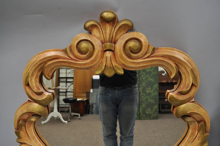 Large Pair of French Rococo Style Carved Wood Pink and Gold Painted ...