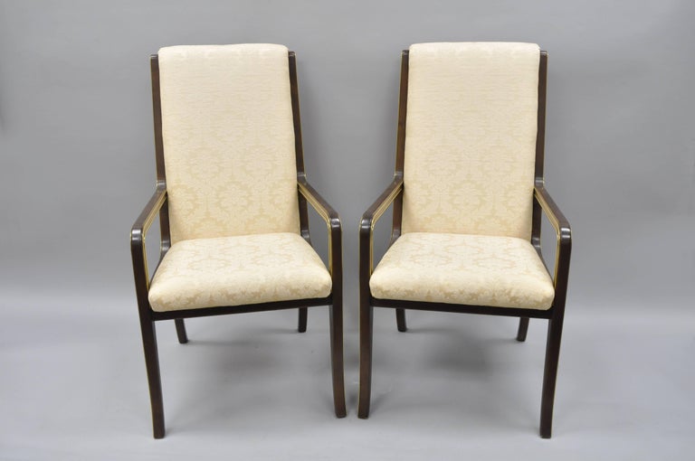 Mastercraft for Baker Brass Inlay Trim Dining Room Chairs Armchairs ...